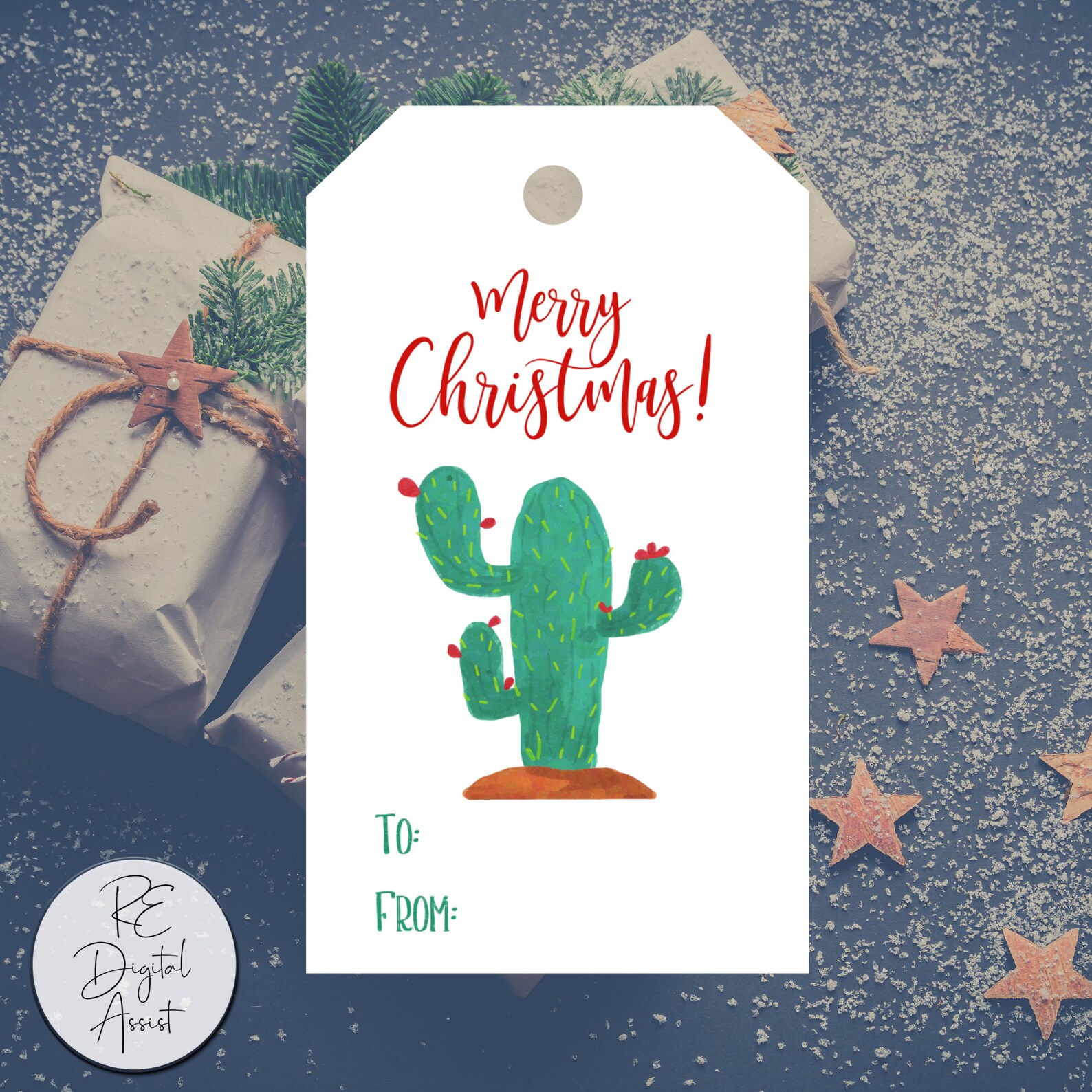 Christmas Cactus Tags Printable Holiday to From Labels - Etsy
