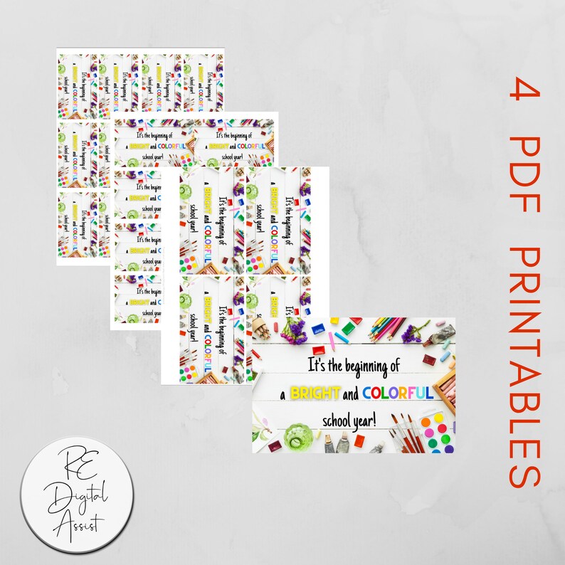 New School Year Colorful School Supplies Teacher Printable, Summer Real ...