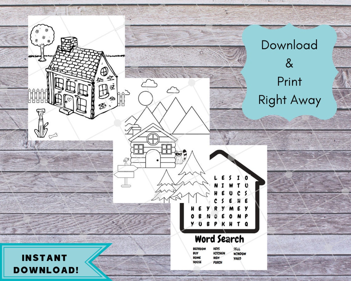 Real Estate Coloring Pages Download 11 Designs Home Themed | Etsy
