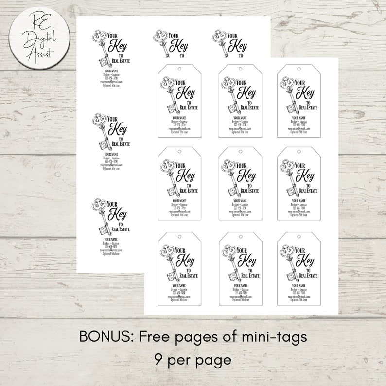 Key to Real Estate Printable Pop by Tags, Real Estate Agent Broker ...