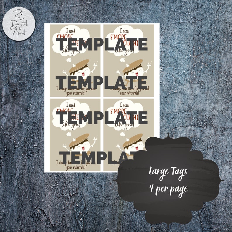 S'more Real Estate Printable Client Referral Pop by Tags, Smores Agent ...