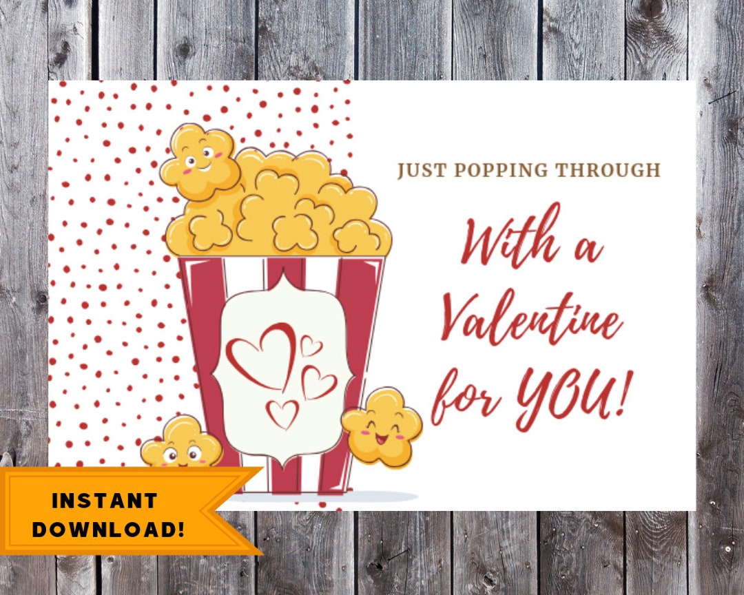 Printable Valentine's Popcorn Treat Tag Download, Class Valentine ...