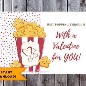 Printable Valentine's Popcorn Treat Tag Download, Class Valentine ...