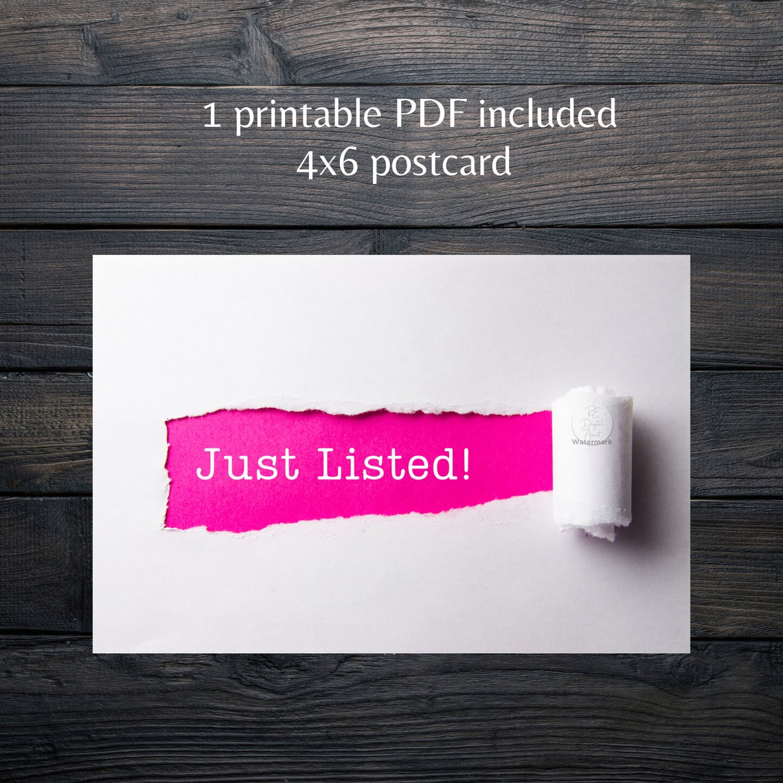 Just Listed Real Estate Pink Postcard Front Farm Marketing | Etsy