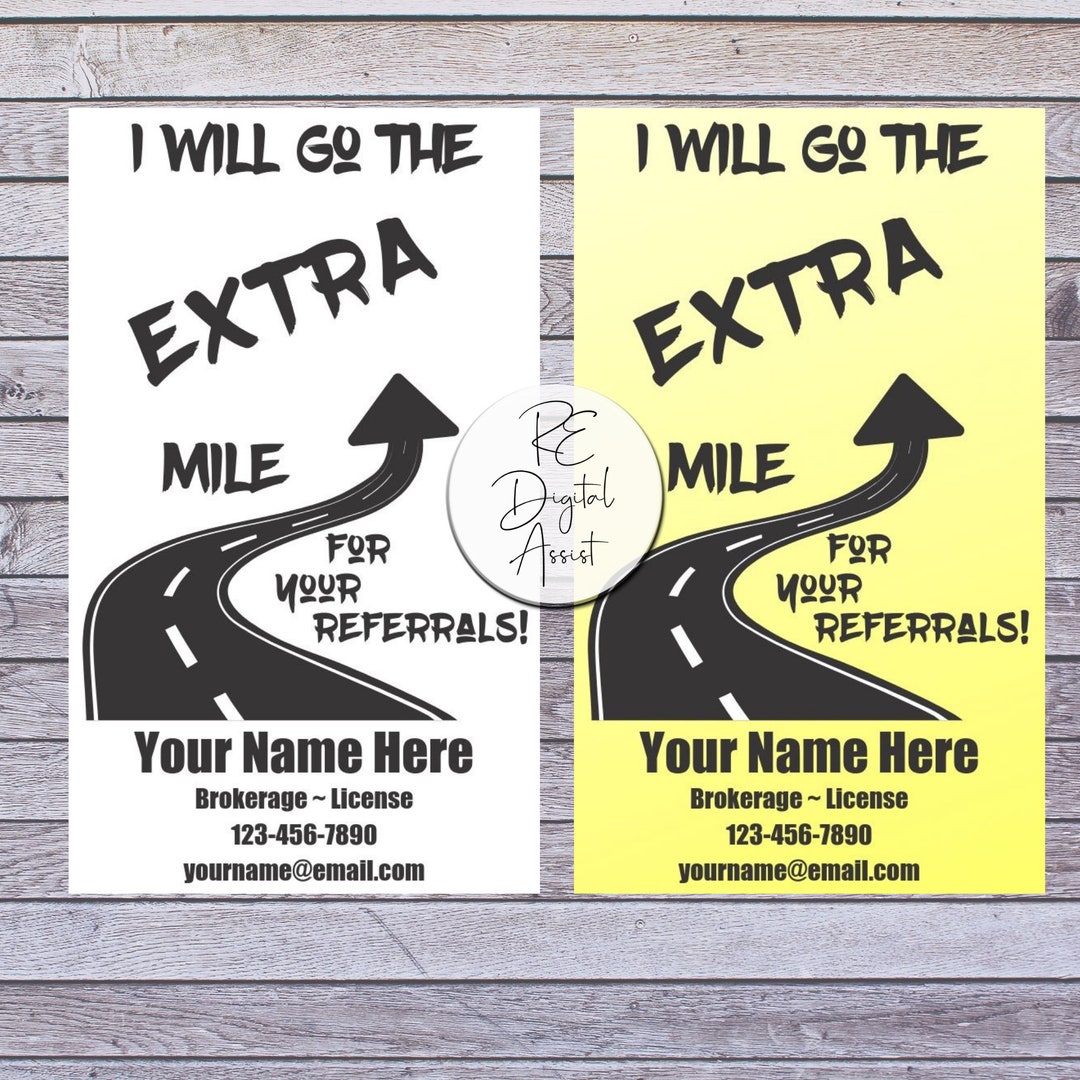 Referrals Extra Mile Printable Tags Labels | Real Estate Mortgage ...