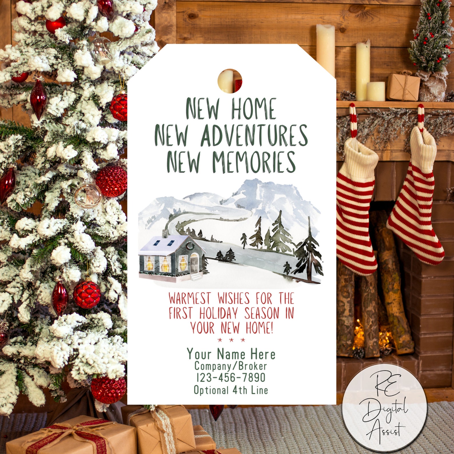 Christmas New Home Gift Tag Personalized Real Estate Holiday | Etsy