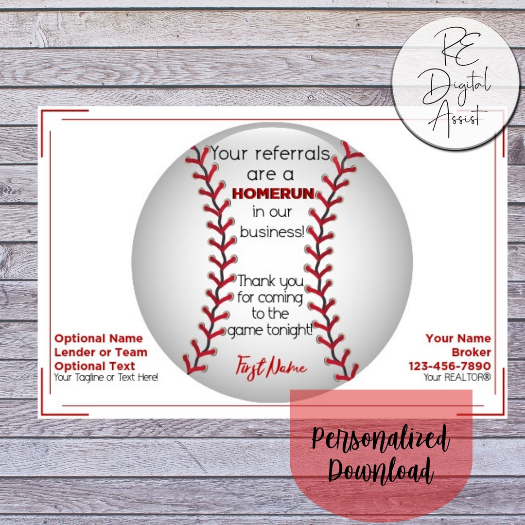 Baseball Business Marketing Custom Printable 4x6 Postcard Tag, Real ...