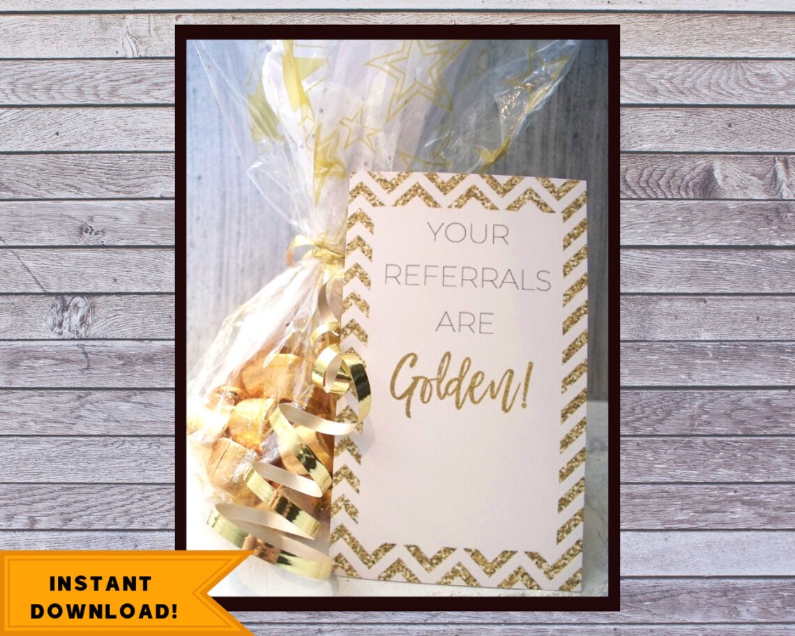 Real Estate Golden Referrals Gift Tag Printable | Business Client ...