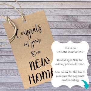 Printable Housewarming NEW HOME Tag Download, Real Estate Close Gift ...