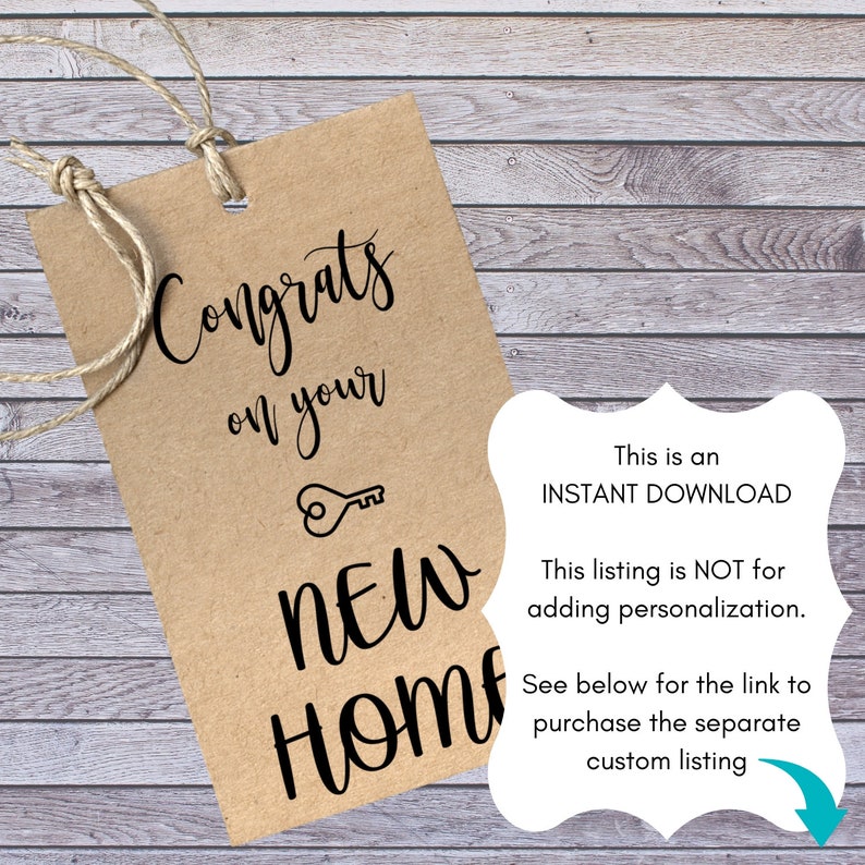 Printable Housewarming NEW HOME Tag Download, Real Estate Close Gift ...