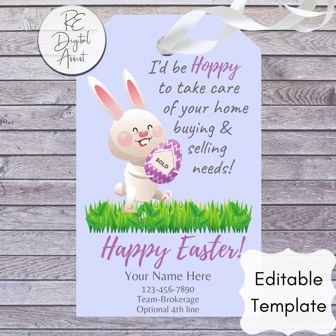 Easter Real Estate Pop by Hang Tag Editable PDF | Business Easter Bunny ...