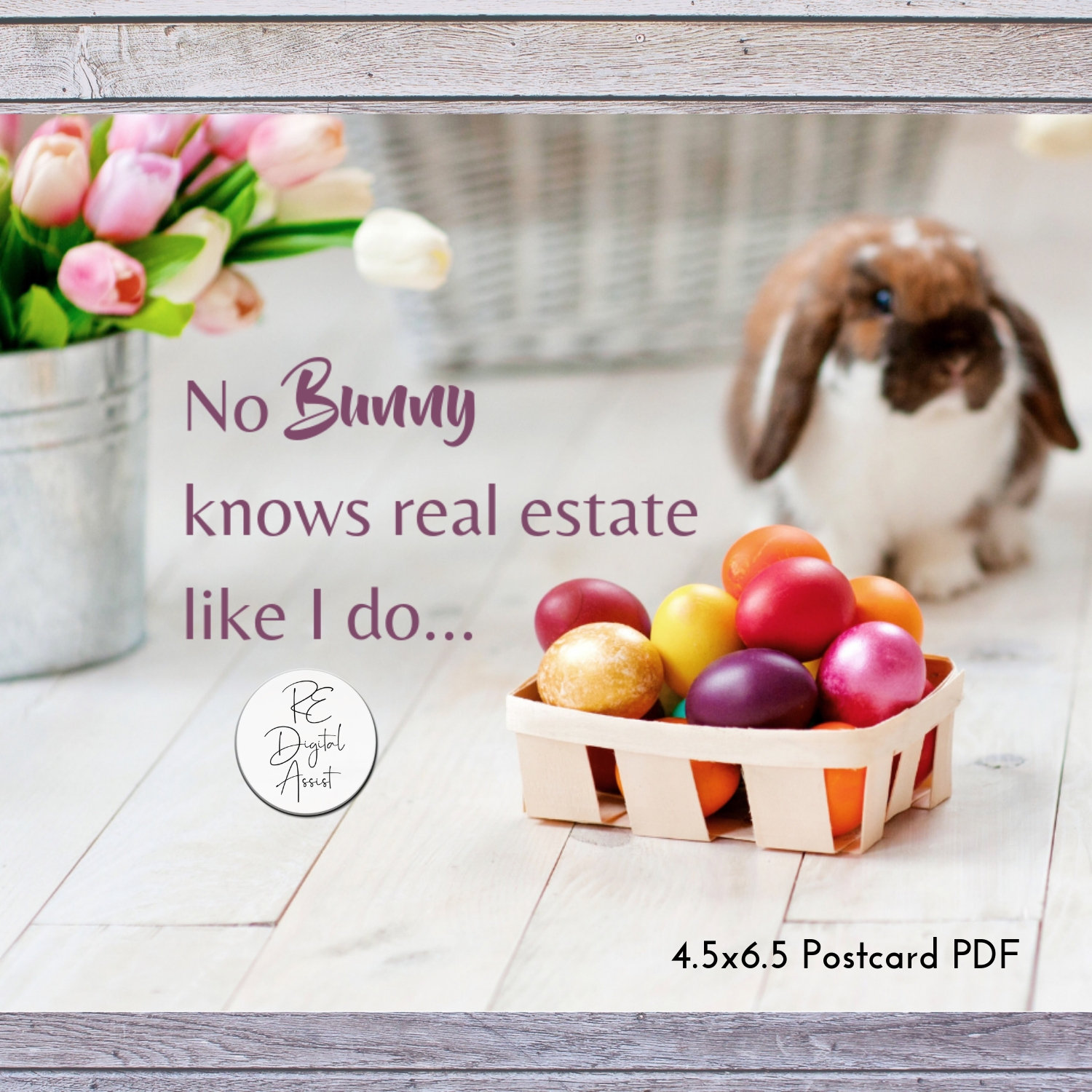Real Estate Marketing Easter 4x6 Bunny Postcard April Real - Etsy
