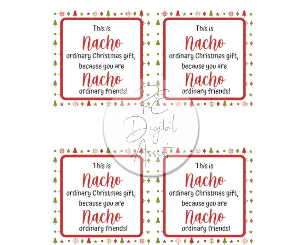 NACHO Christmas Gift Tags Printable Neighbor Gift Real - Etsy