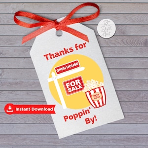 PRINTABLE Open House Popcorn Tags, Real Estate Listing Open House Thank ...