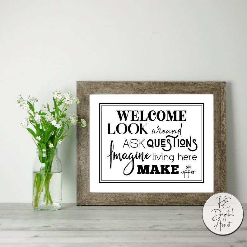 Open House Welcome Sign Printable Real Estate Agent Broker | Etsy