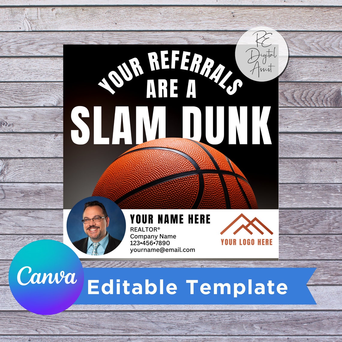 Business Referrals Slam Dunk Basketball Gift Tags Printable - Etsy