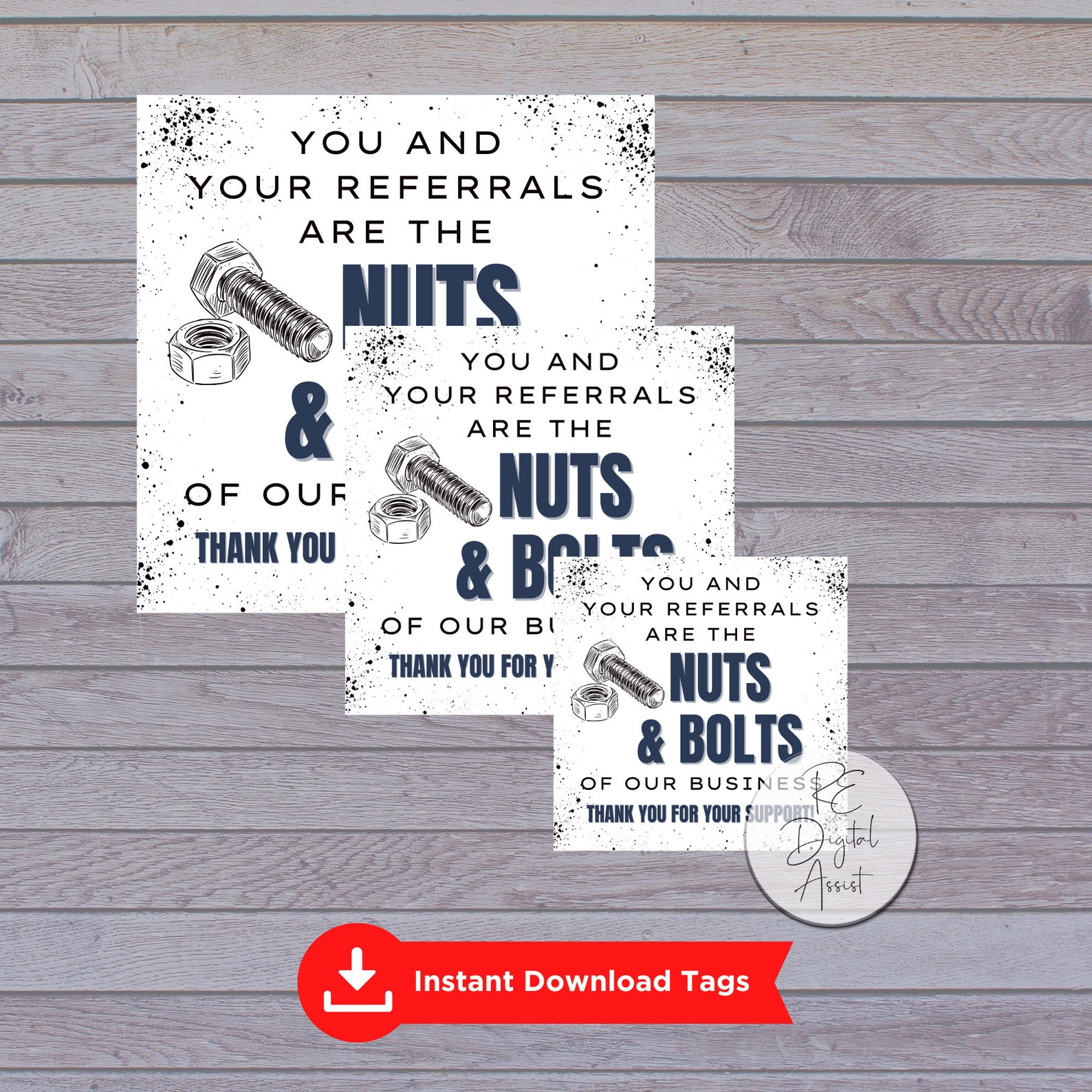 Home Improvement Gift Tags, Printable Business Client Referral Buyer ...