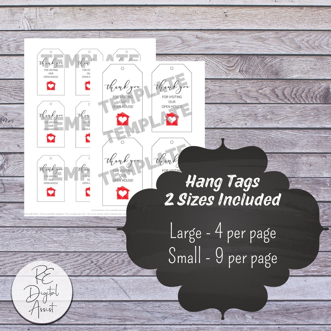 Open House Thank You Heart Tags Printable, Real Estate Agent Broker ...
