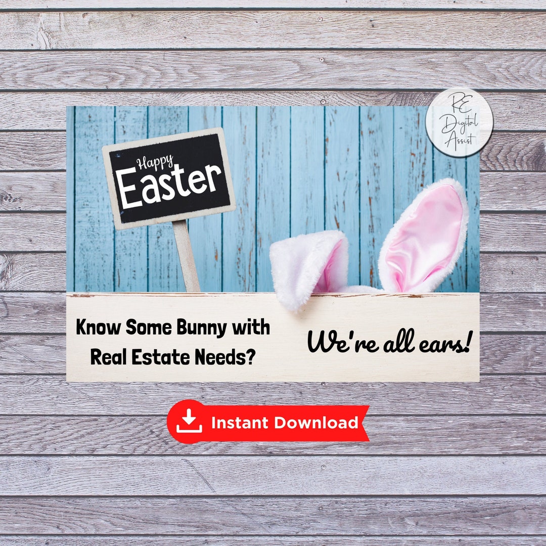 Easter Real Estate Referrals Postcard Front | All Ears Spring Bunny Pop ...