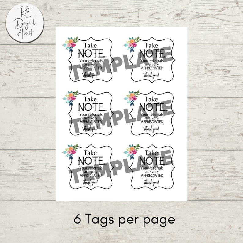 Notebook Thank You Gift Tags for Referrals, Real Estate Pop by Note ...