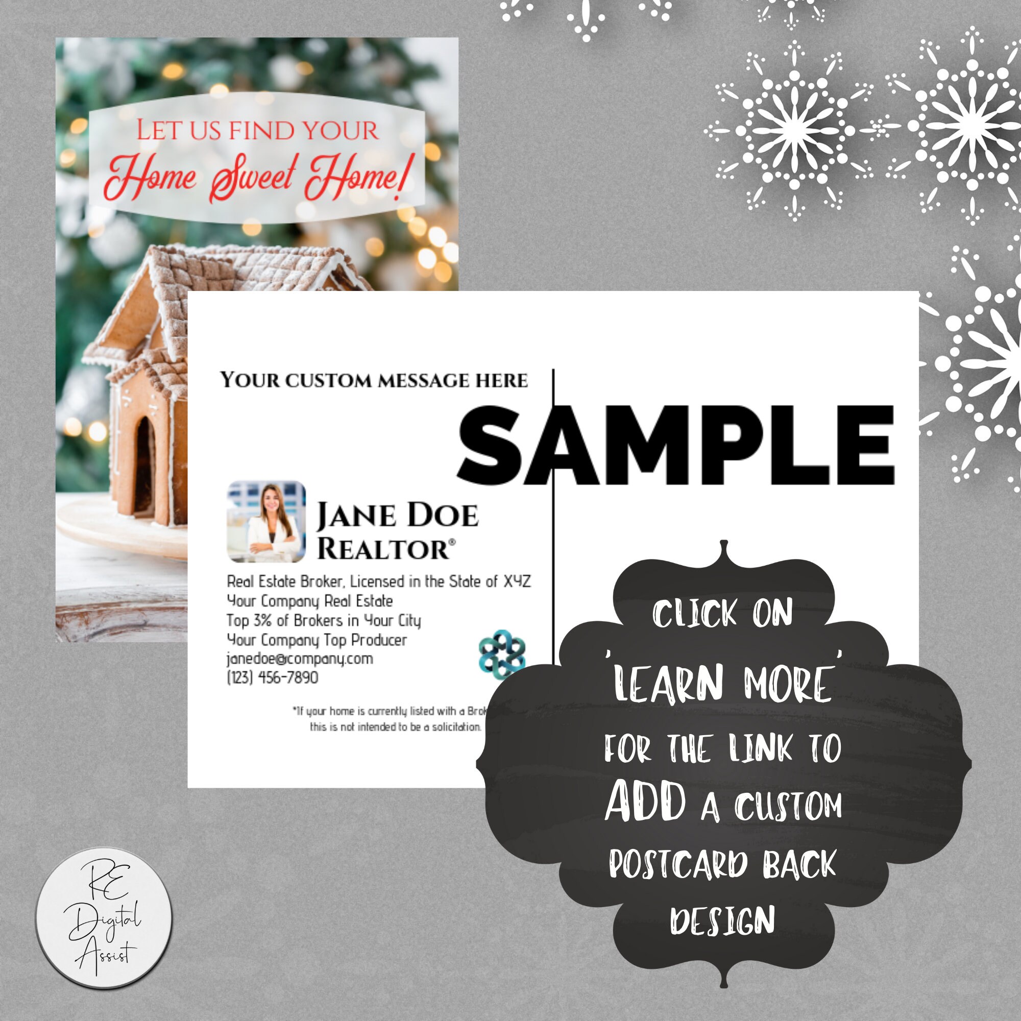 Christmas Real Estate Postcard Front Home Sweet Home - Etsy