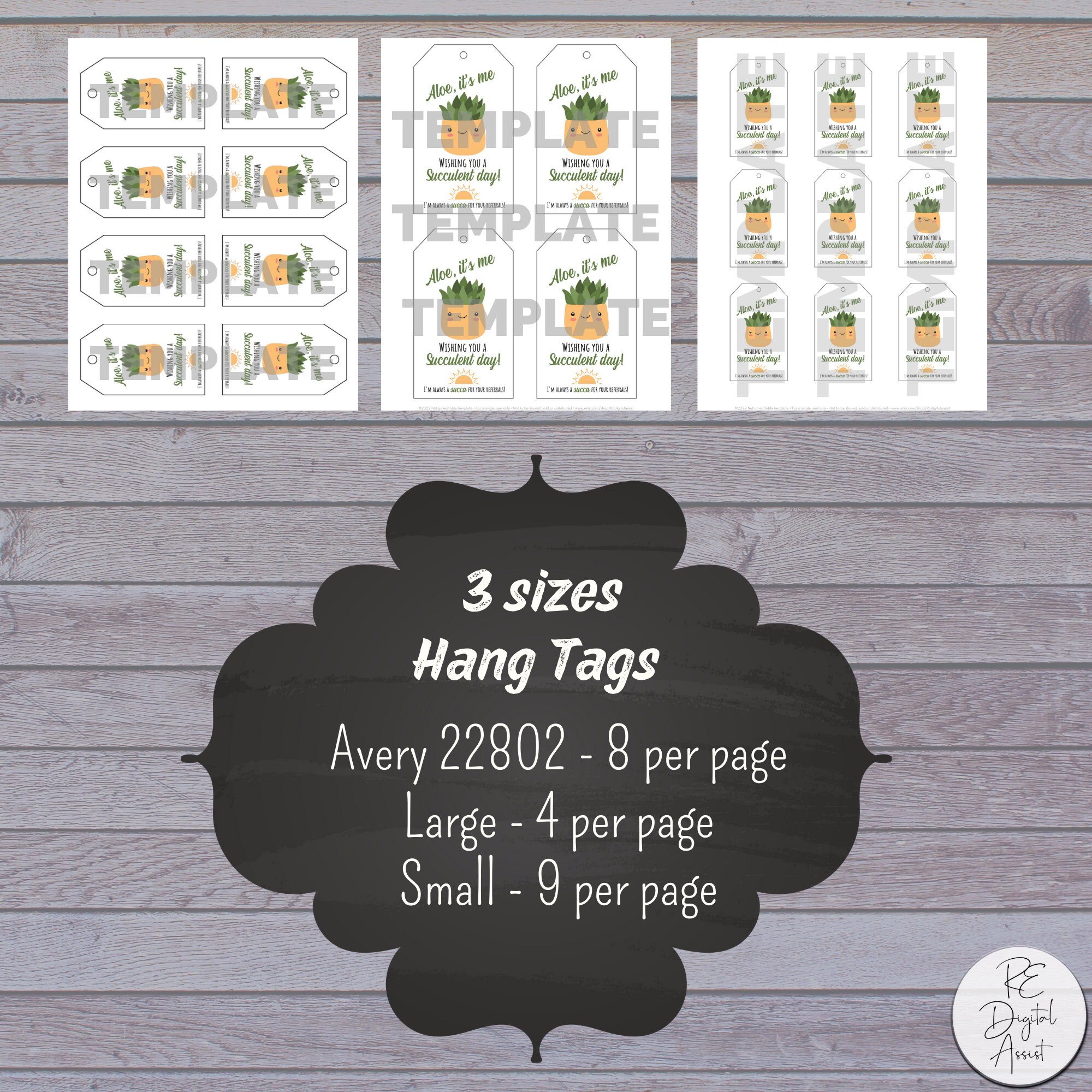PRINTABLE Aloe Real Estate Pop by Tags, Plant Gift Succulent Favor ...