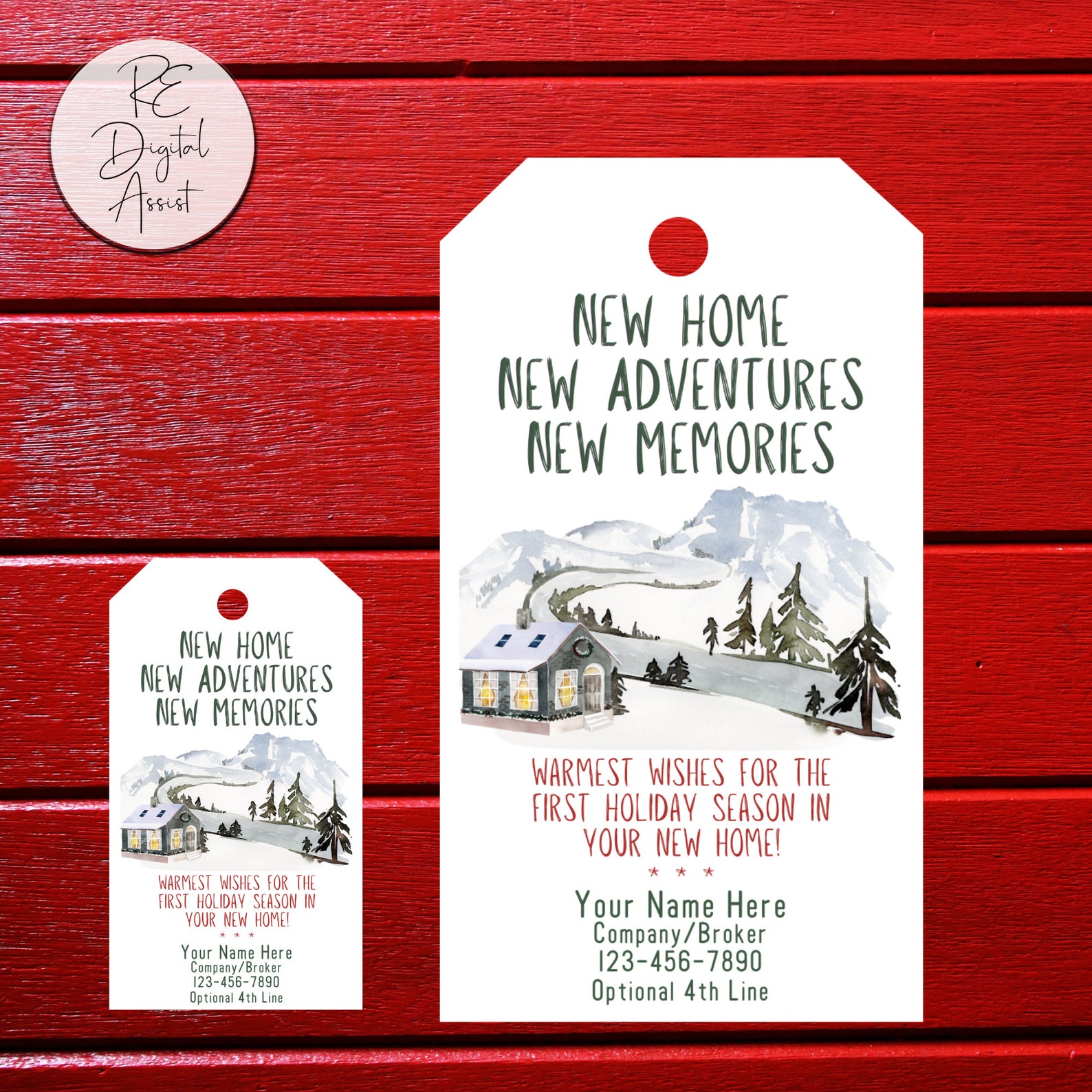 Christmas New Home Gift Tag Personalized Real Estate Holiday Printable ...