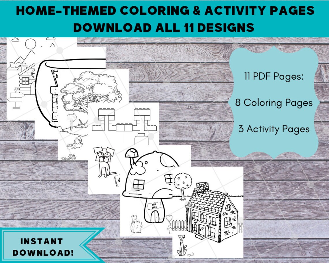 Real Estate Coloring Pages Download 11 Designs Home Themed | Etsy