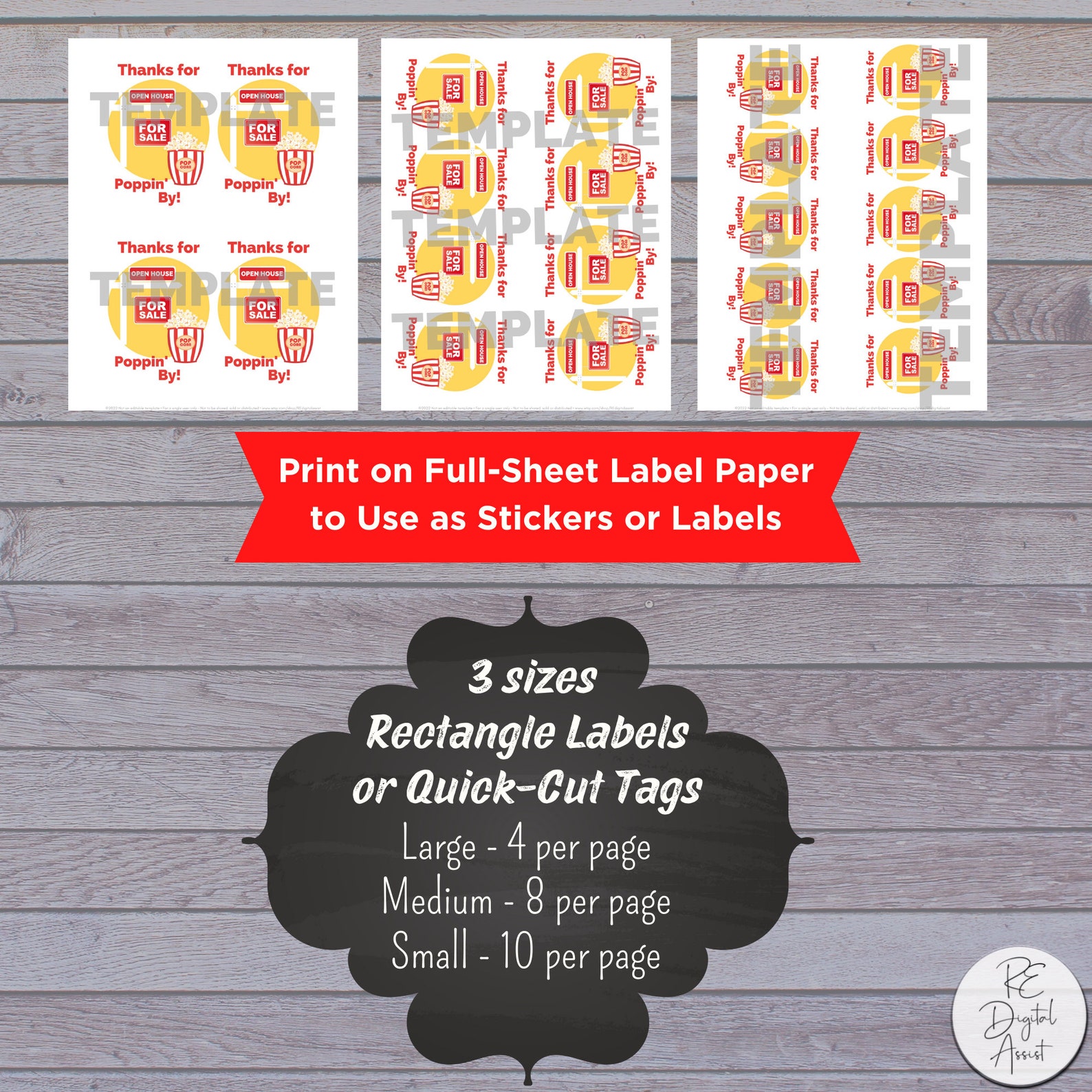 PRINTABLE Open House Popcorn Tags, Real Estate Listing Open House Thank ...