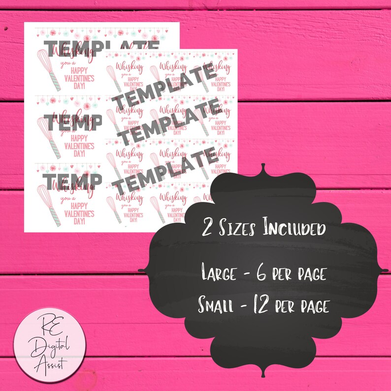 Valentine Whisk Gift Tag Download Chef Kitchen Business | Etsy