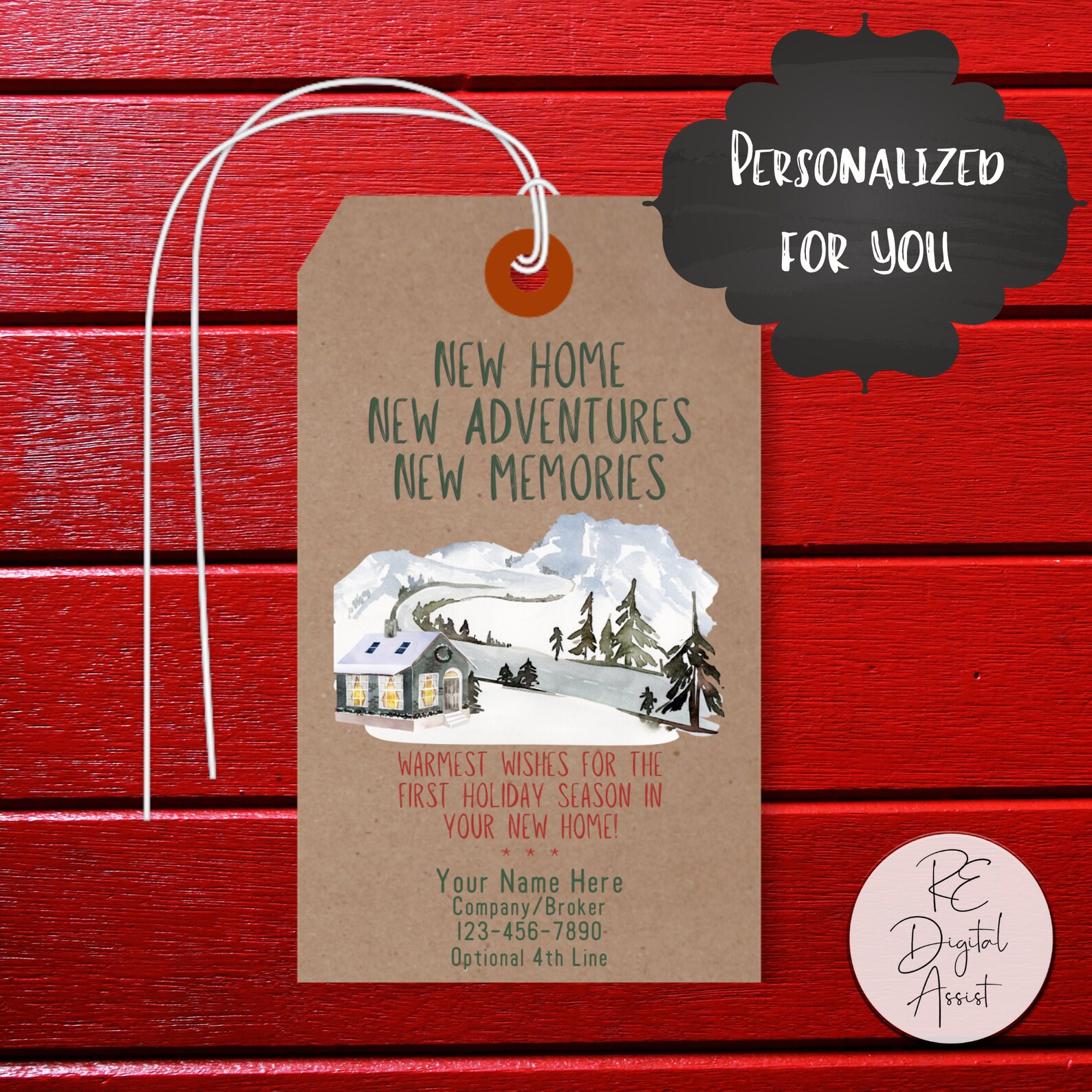 Christmas New Home Gift Tag Personalized Real Estate Holiday | Etsy