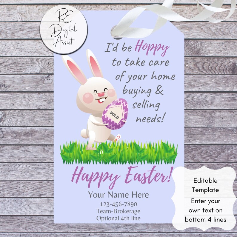 Easter Real Estate Pop by Hang Tag Editable PDF Business - Etsy