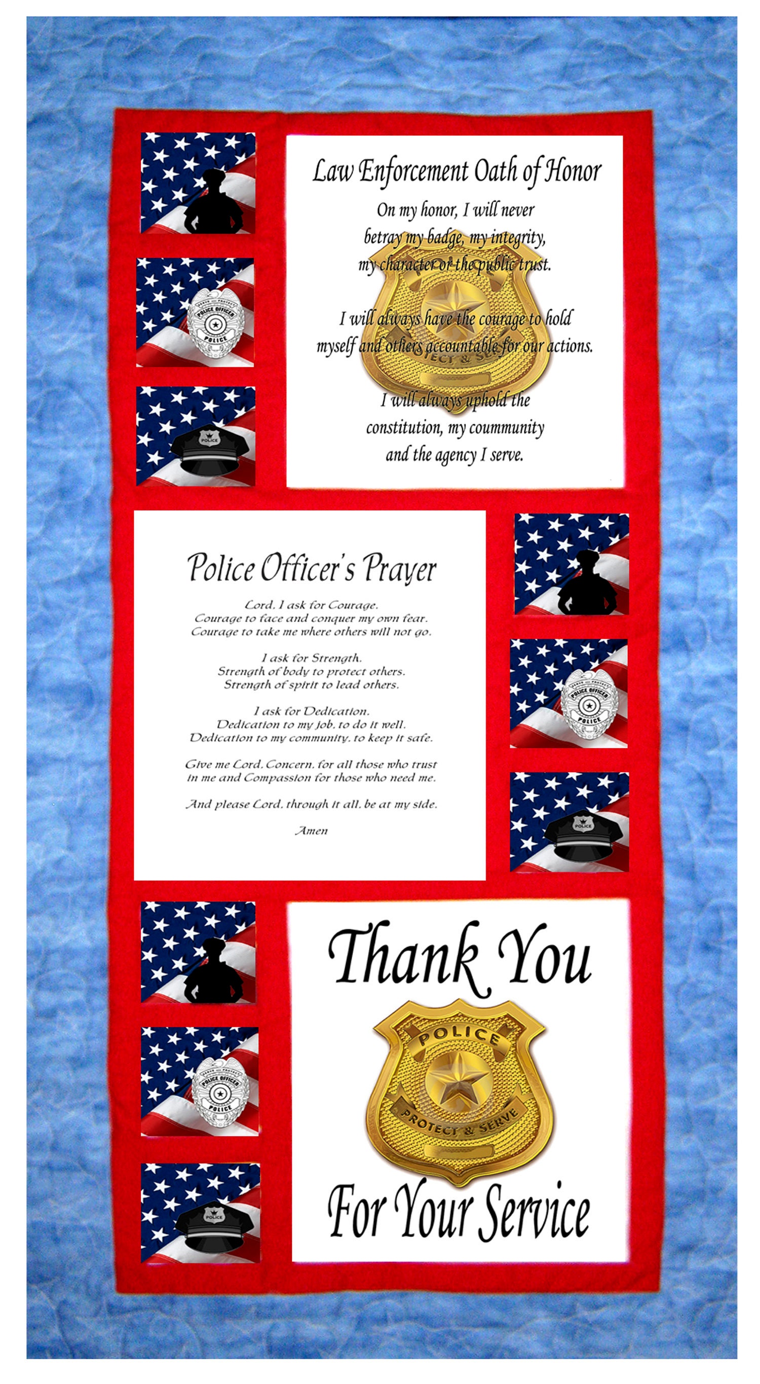 Police Officer's Tribute Panels and Pattern Kit - Etsy