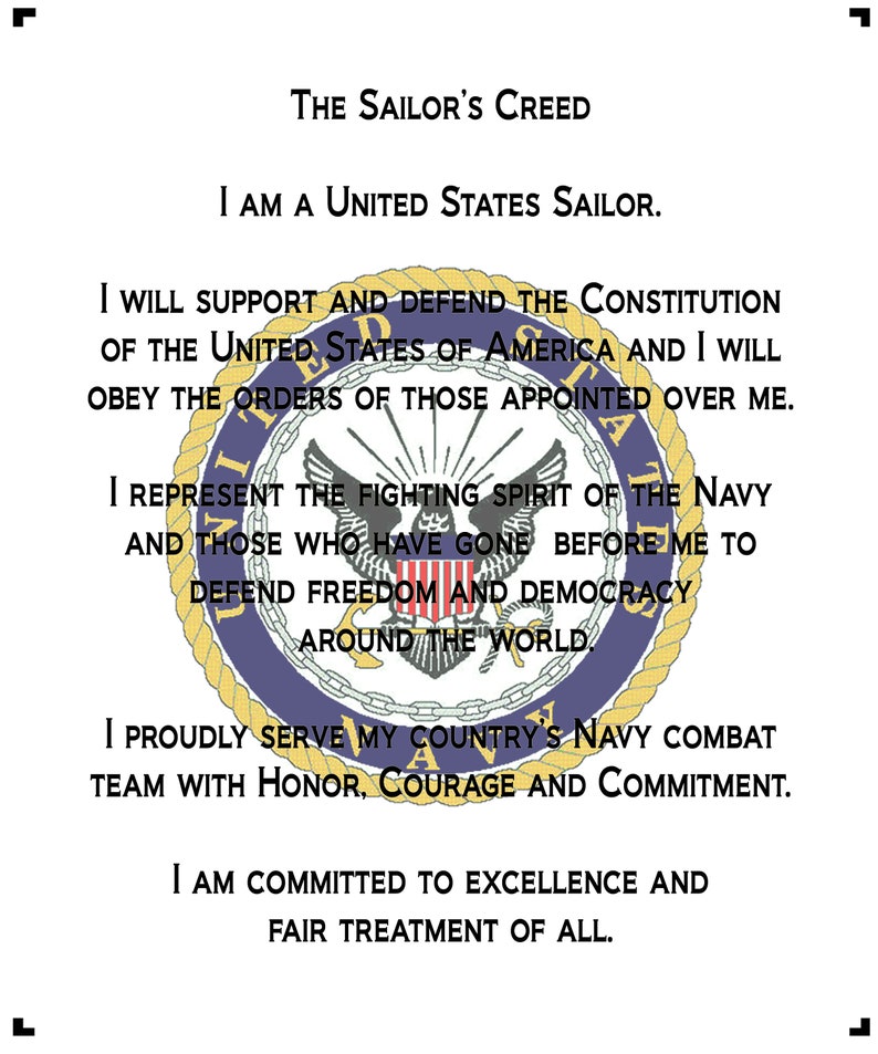US Navy Creed 8x10 Cotton | Etsy