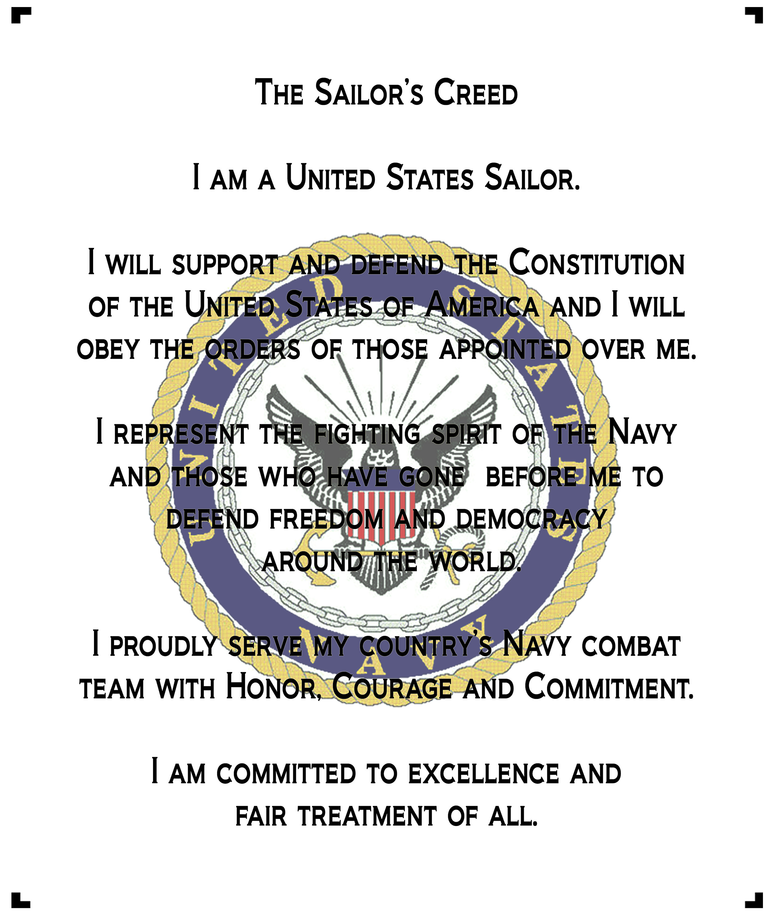 US Navy Creed 8x10 Cotton | Etsy