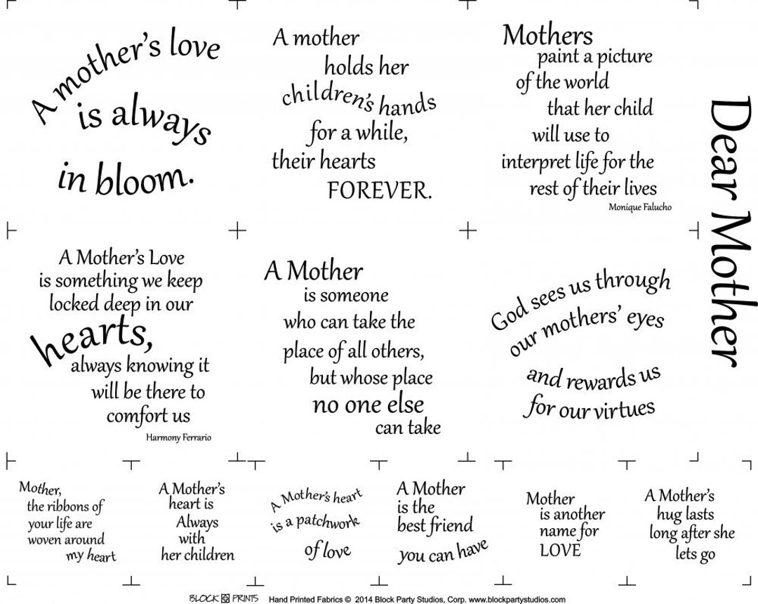 Dear Mother Panel for Quilting Wall Hanging or Sewing - Etsy
