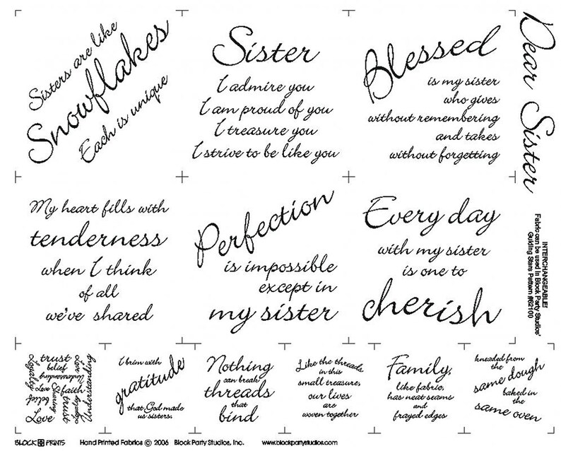 Dear Sister Panel for Wall Hanging or Quilting - Etsy