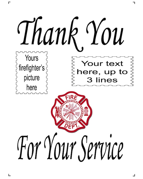 Thank You for Your Service Fire Fighter 10 X 14 | Etsy