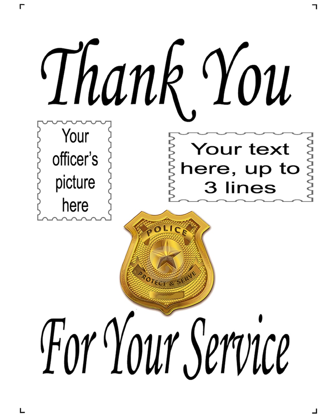 Thank You for Your Service Police Officer's 10 X 14 Personalized Panel ...