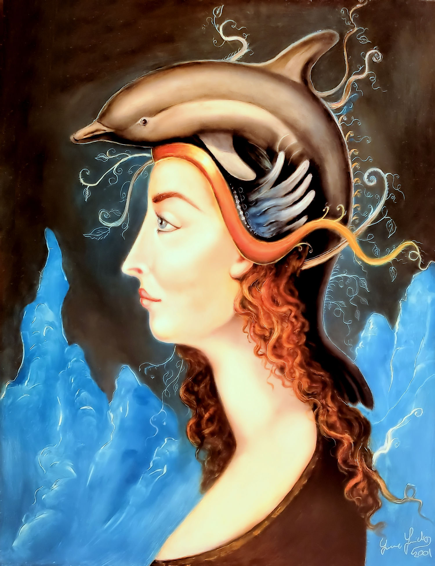 Lady With Dolphin Hat - by Imre Zsido (fantasy Art Canvas Print ...