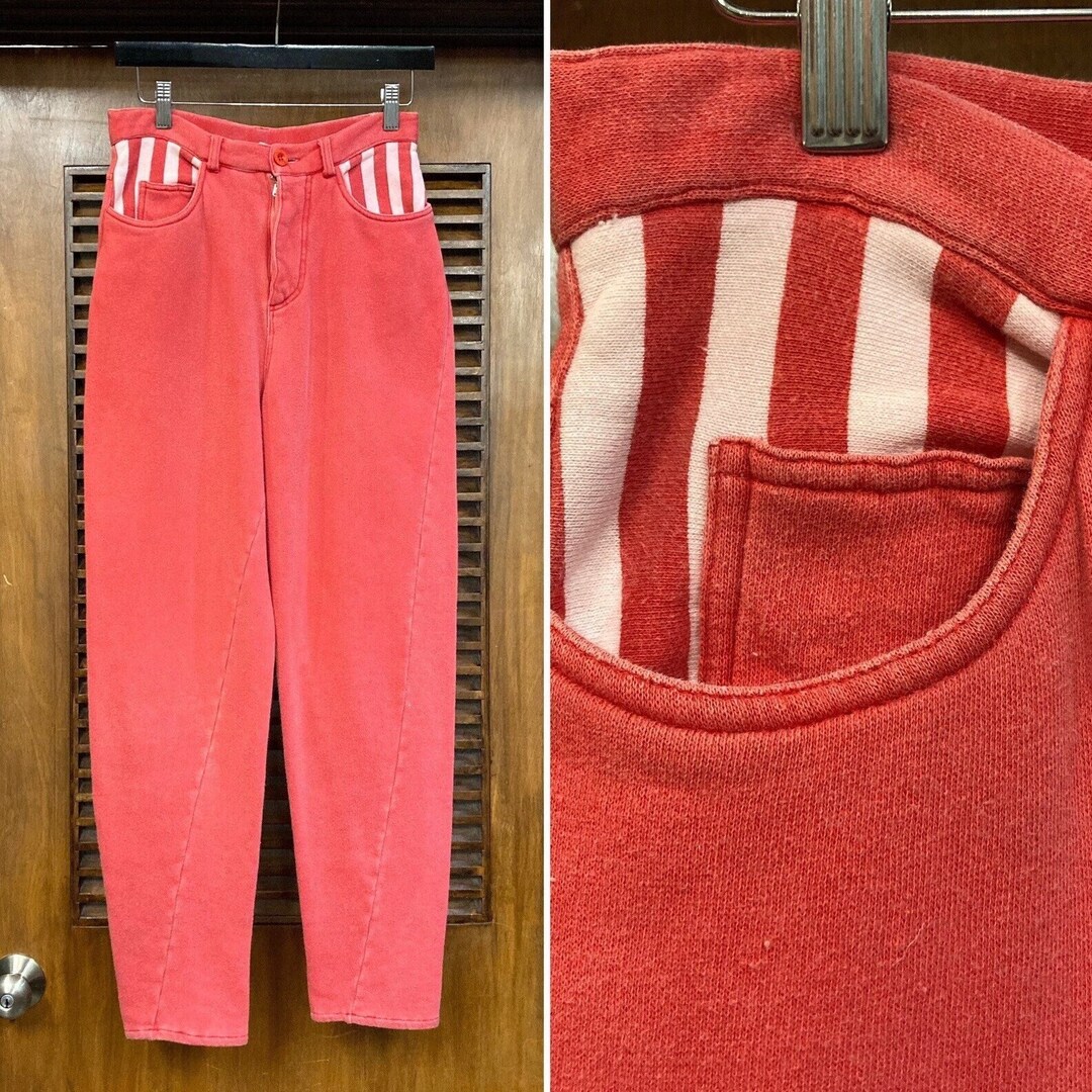 Vintage 1980’s New Wave Style Candy Stripe Sweatpant Jeans, 80’s Pants ...