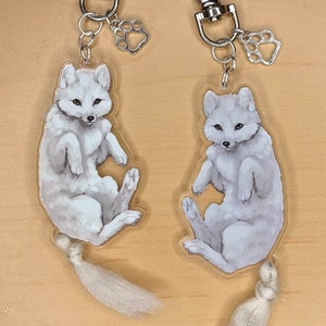 Arctic Fox Soft Tail Acrylic Keychain - Etsy
