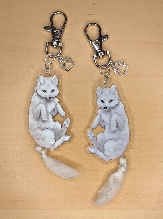 Arctic Fox Soft Tail Acrylic Keychain - Etsy