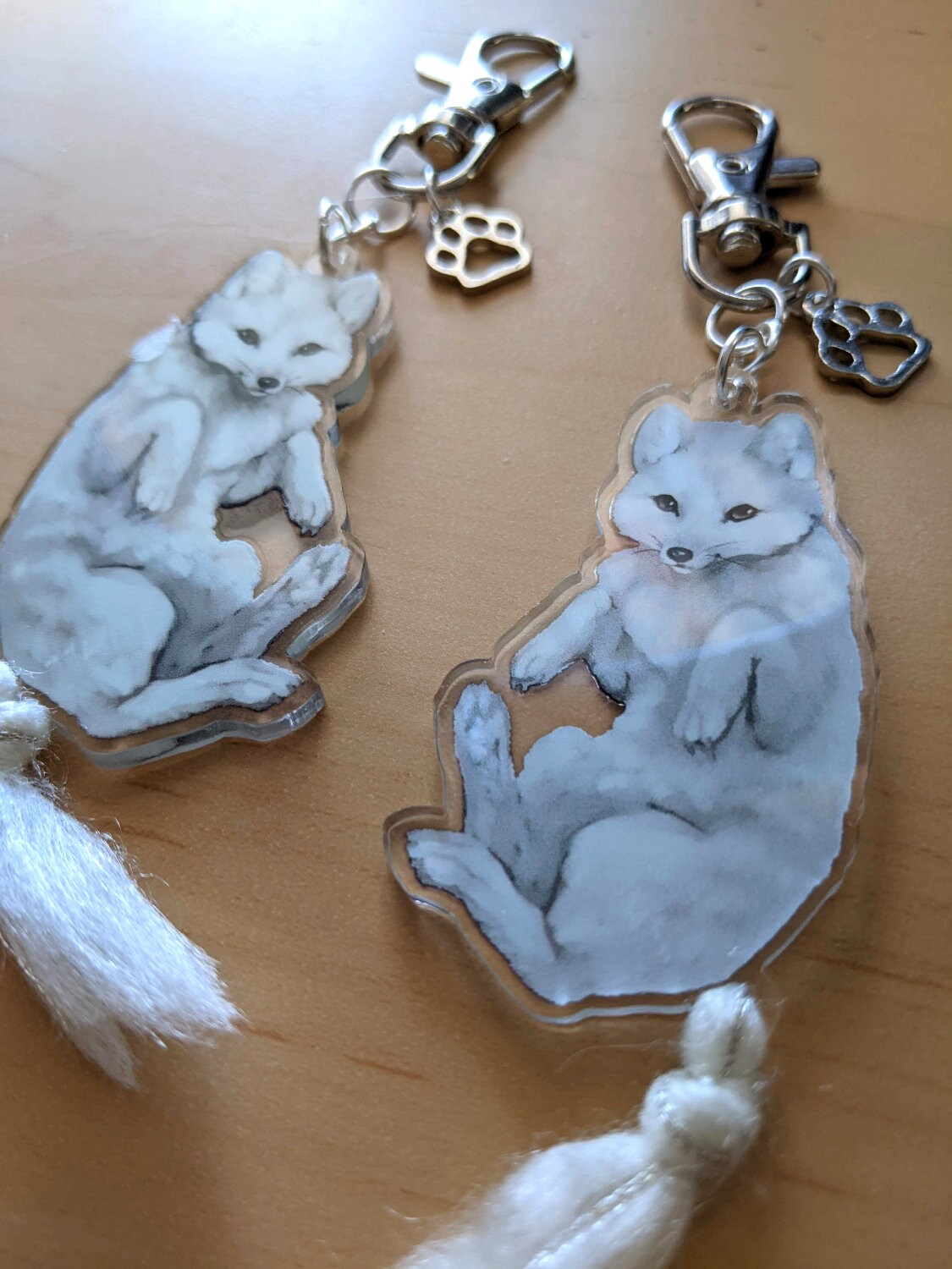 Arctic Fox Soft Tail Acrylic Keychain - Etsy
