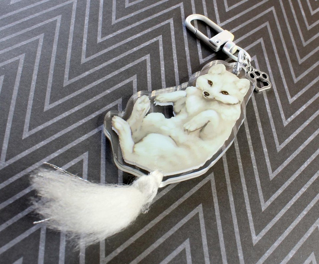 Arctic Fox Soft Tail Acrylic Keychain - Etsy