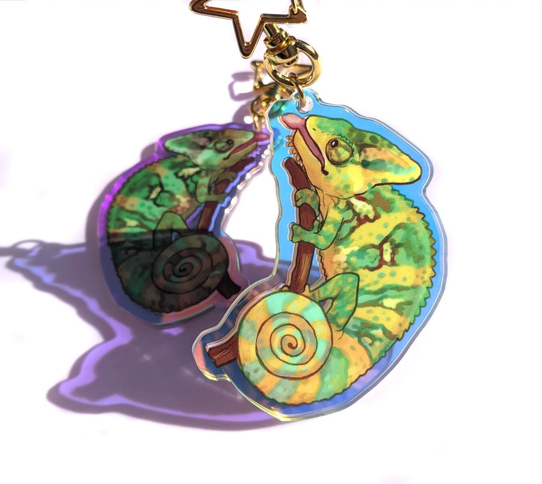 Chameleon Deluxe Holo Acrylic Keychain - Etsy