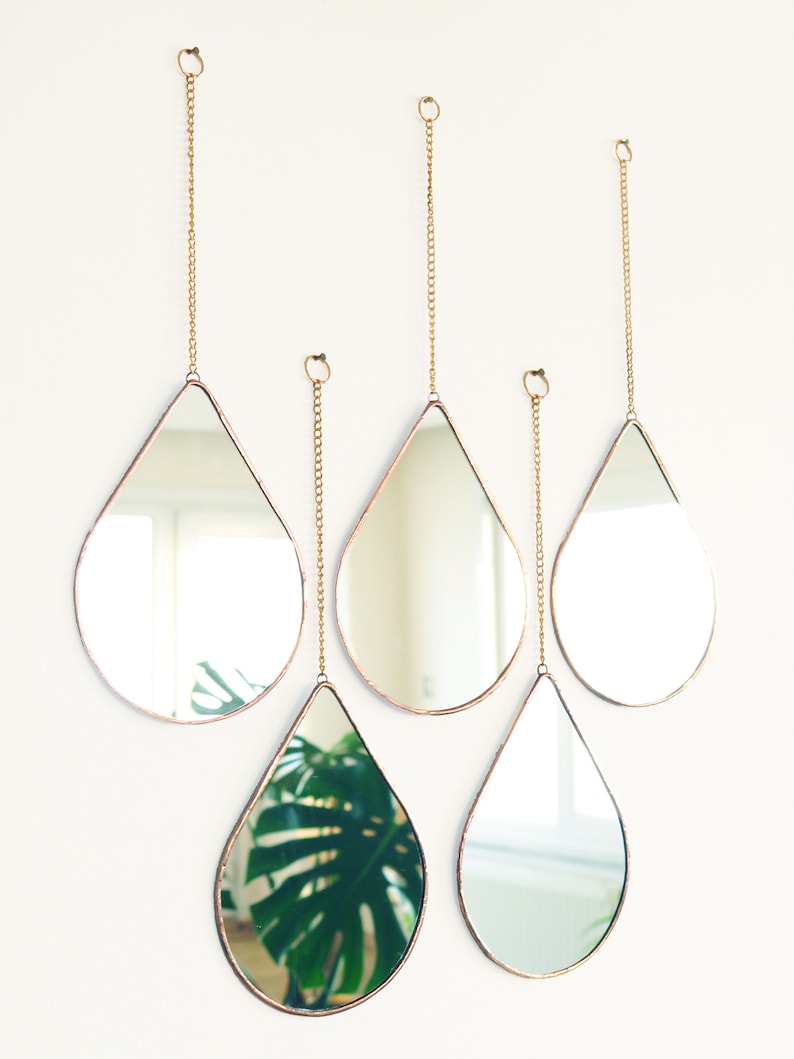 Handmade Teardrop Wall Mirror, Copper Foil Decor, 5.5 Inch - Etsy