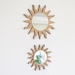 Sunburst Wall Mirror, Small Sun Wall Decor, Round Wooden Mirror, Set of ...