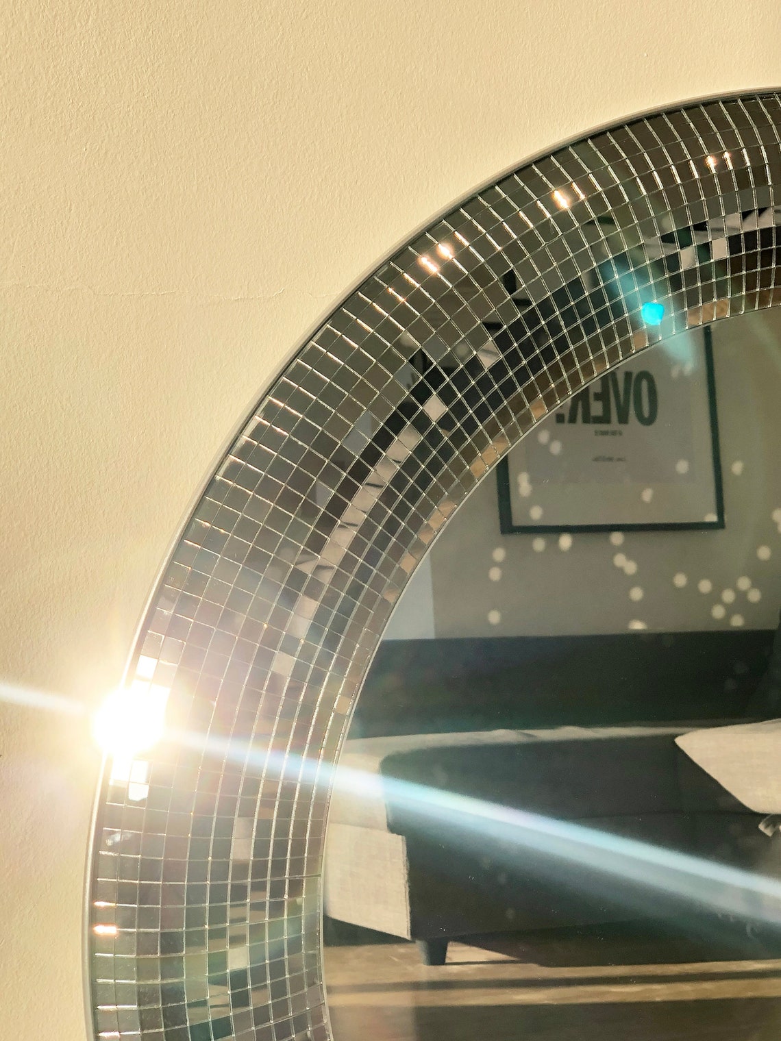 Large Round Mosaic Mirror Disco Ball Mirror Wall Mounted - Etsy