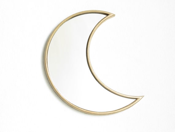 Gold Crescent Moon Mirror Moon Shape Home Decor Childrens | Etsy